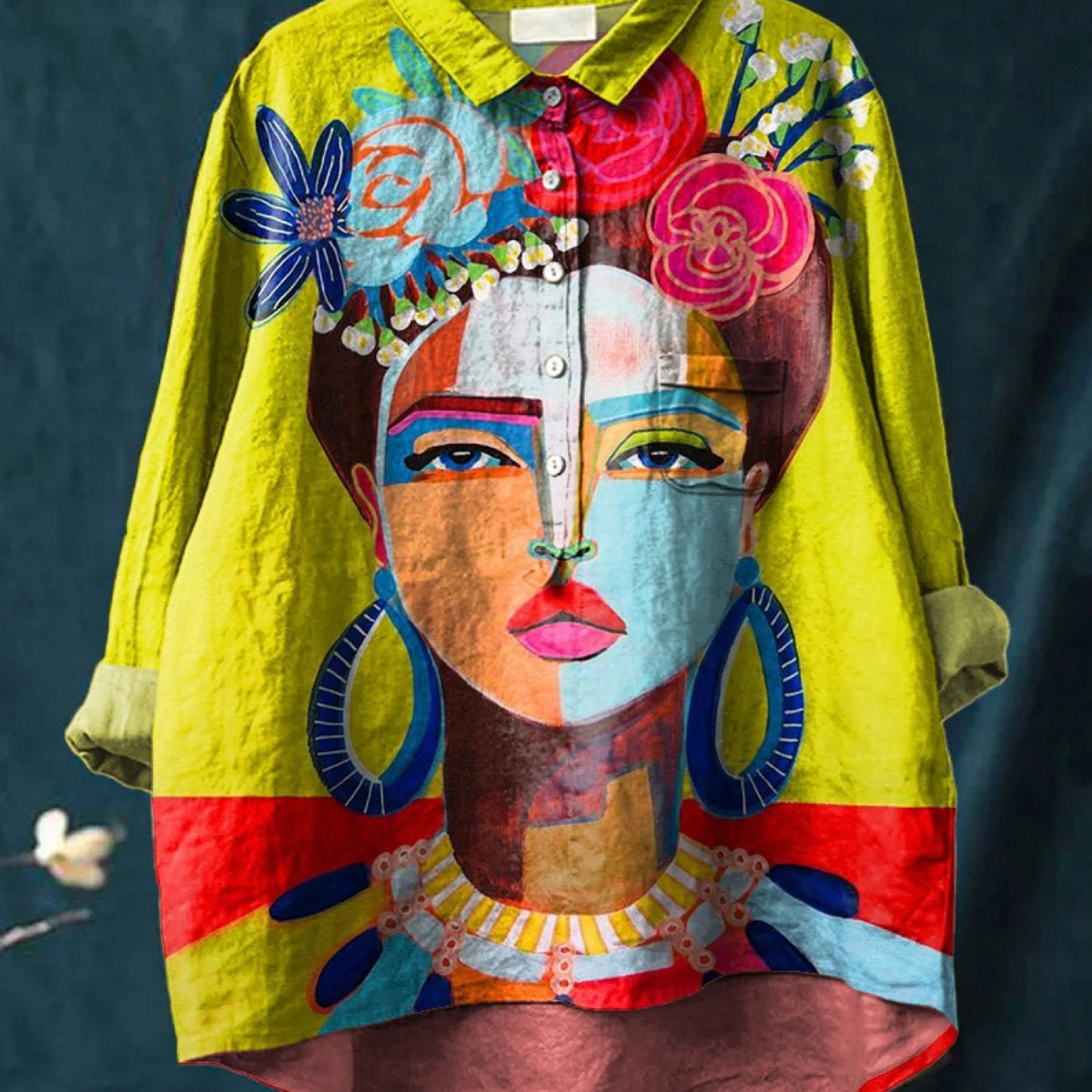 Lillian | Oil Freda Portrait Art Printed Women's Casual Shirt – Lucy ...