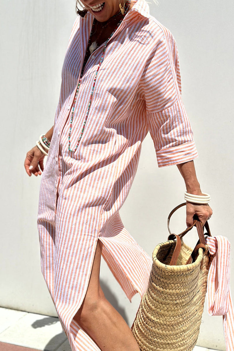 Kelly | Timeless Striped Shirt Dress with Elegant Comfort – Lucy & Claire